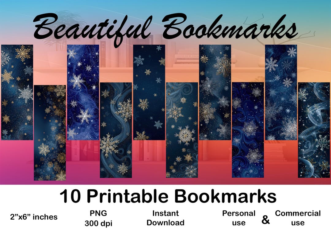 Winter Snowflake Printable Bookmarks Set for Book Lover DIY Gift Idea ...