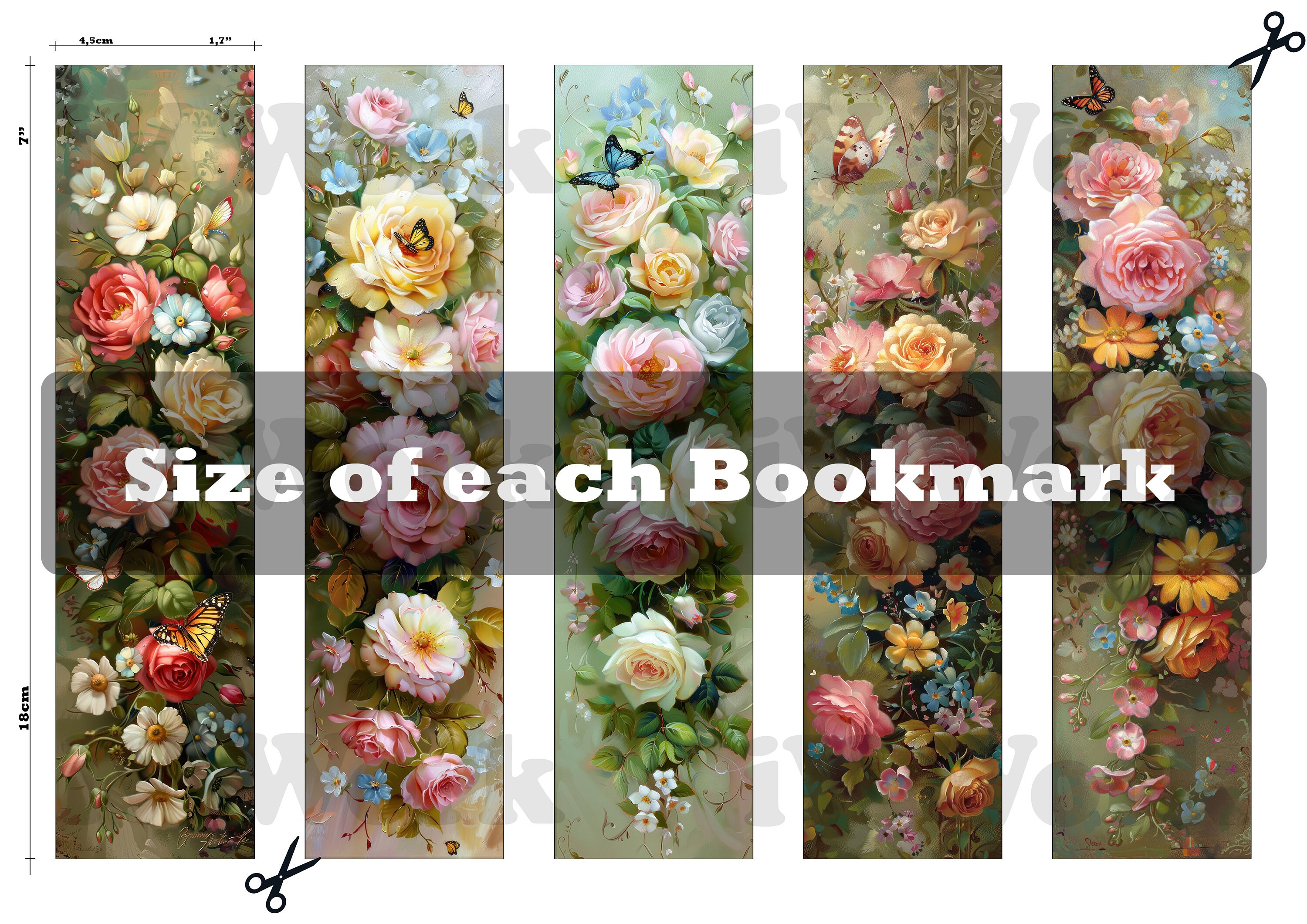 Vintage Floral Bookmarks Set of 10 Printable Bookmark for Book Lover or ...