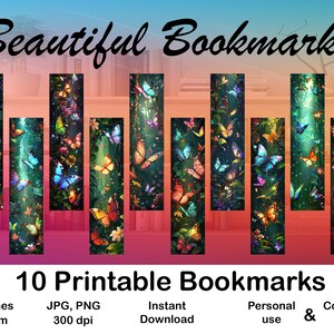 3D Butterfly Bookmark Printable Set of 10 for Book Lover Gift Instant ...