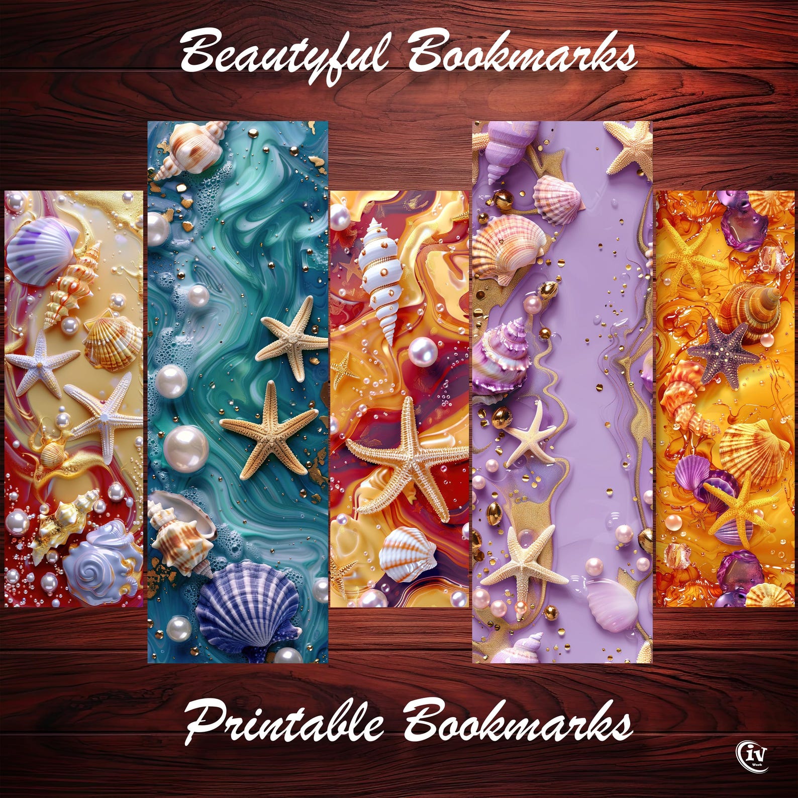 Summer Beach Printable Bookmarks Set of 10 for Book Lovers Decorative ...