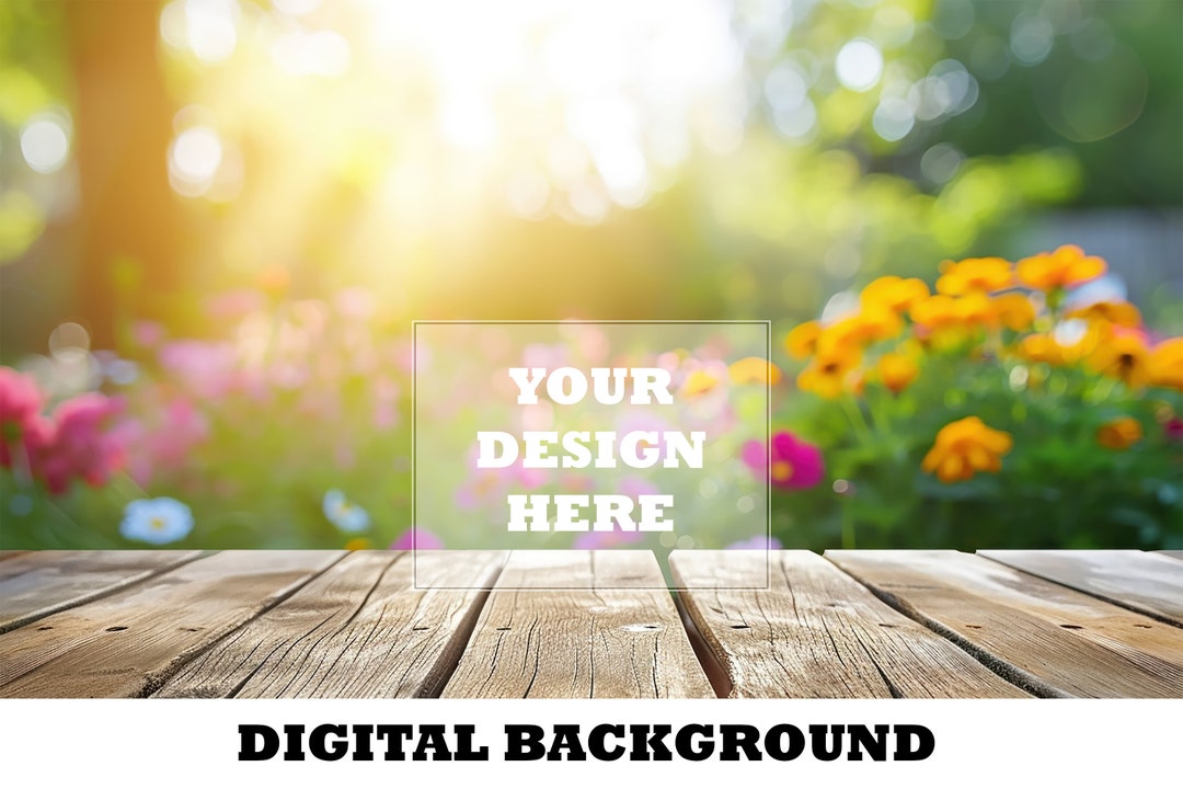 Spring Flower Wooden Table Mockup Product Backdrop Template Bokeh ...
