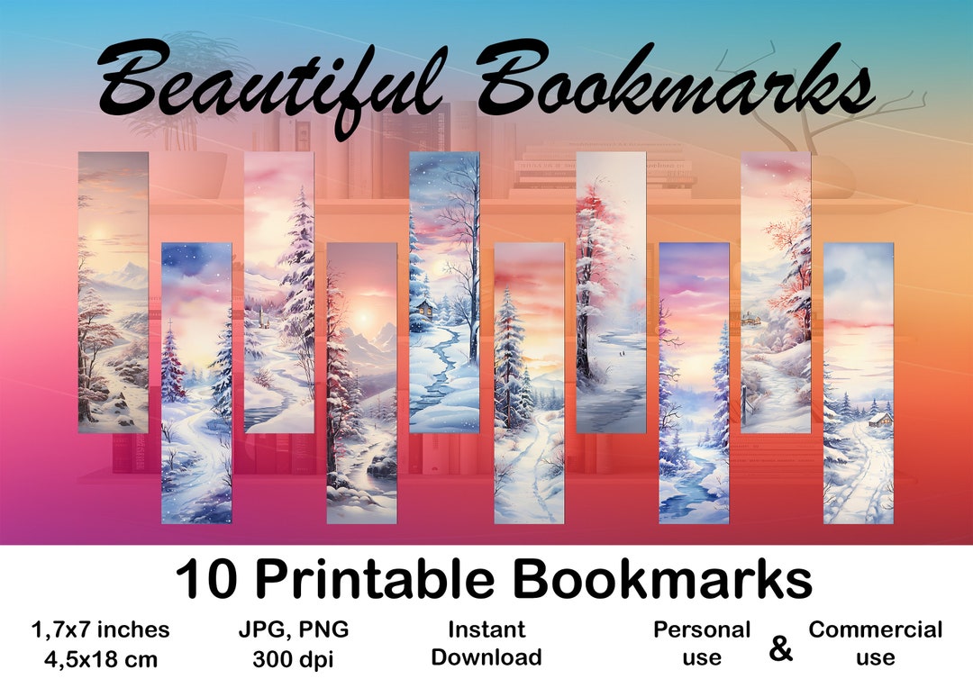 Winter Printable Bookmark for Book Lover Printable Bookmark Set Digital ...