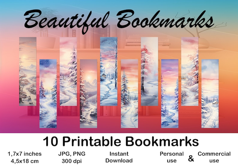 Winter Printable Bookmark for Book Lover Printable Bookmark Set Digital ...