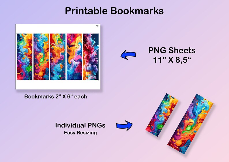 Colorful Paint Splash Bookmark Printable Set of 10 for Book Lover or ...