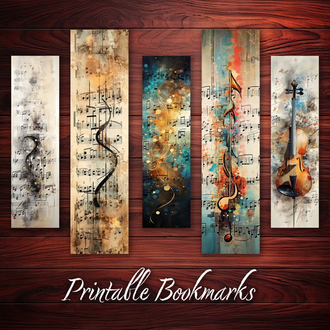 Bookmarks Printable Set of 10 Bookmark With Music Notes in Shabby Chic ...