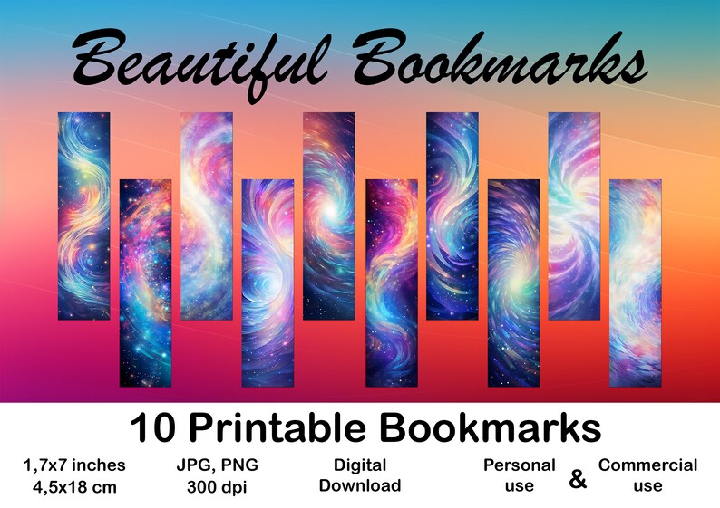 Bookmark Set of 10 Beautiful Abstract Sparkling Colorful Bookmark ...