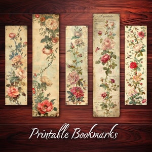 Vintage Bookmark Printable Floral Design Set of 10 Bookmark in Shabby ...