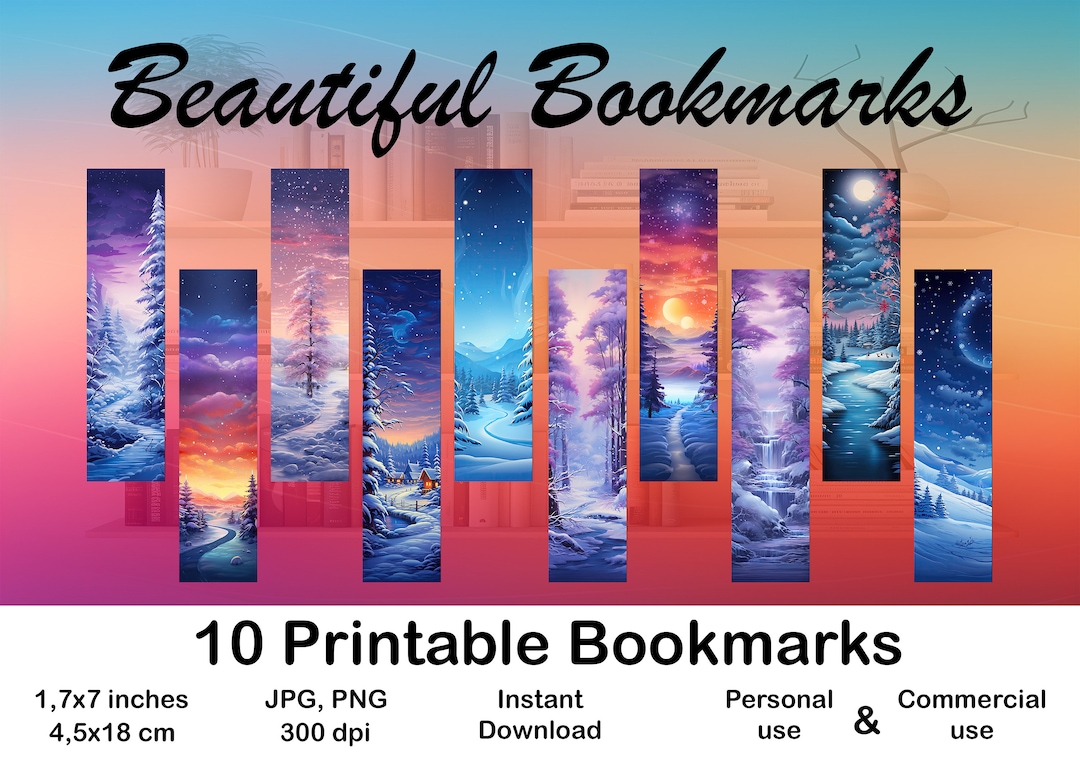 Winter Bookmark Printable Winter Bookmark for Book Lover Printable ...
