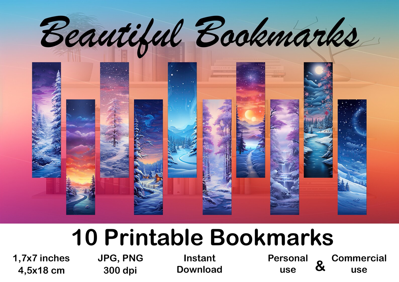 Winter Bookmark Printable Winter Bookmark for Book Lover Printable ...
