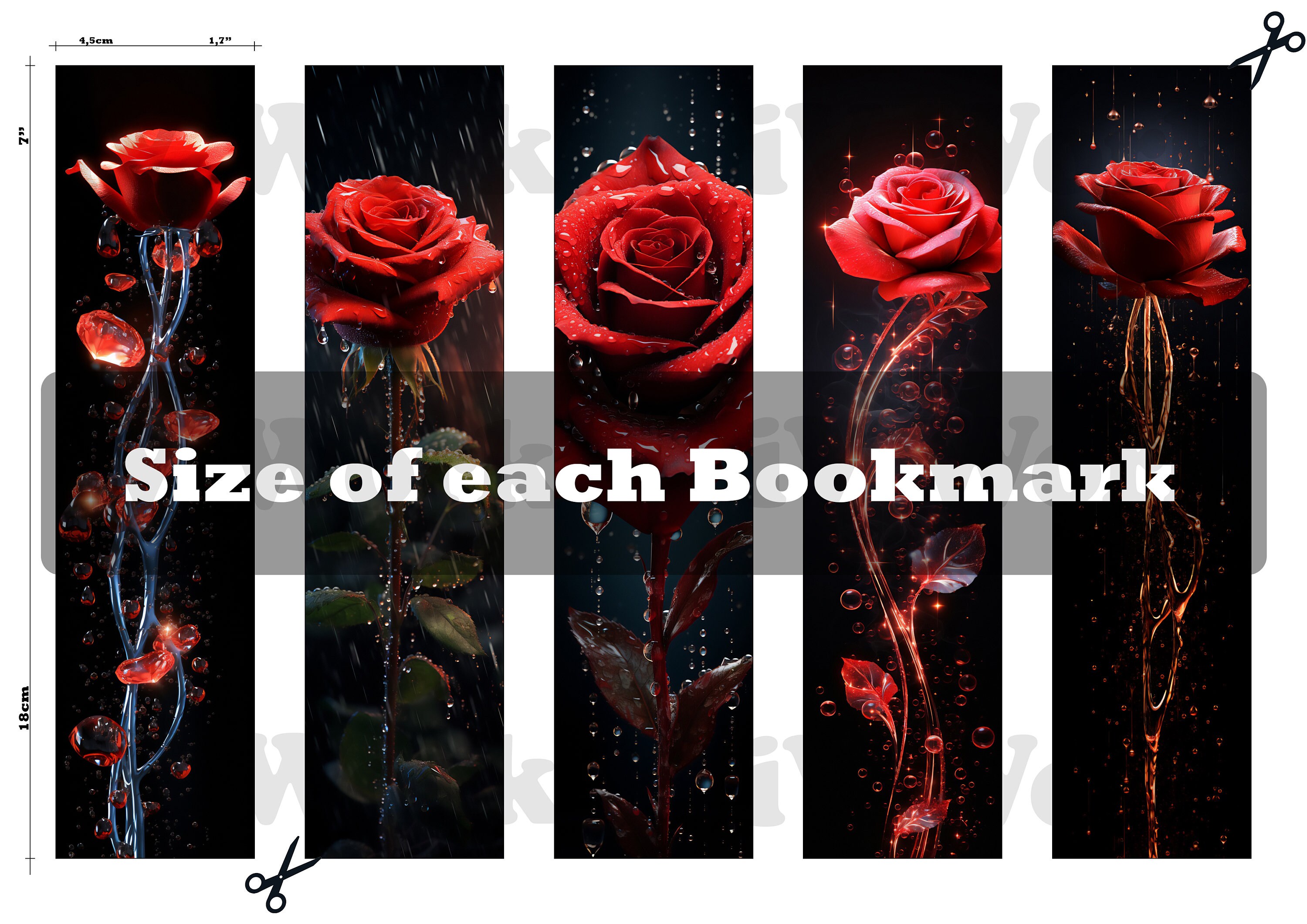 Red Rose Printable Bookmark for Book Lovers or Readers Printable ...