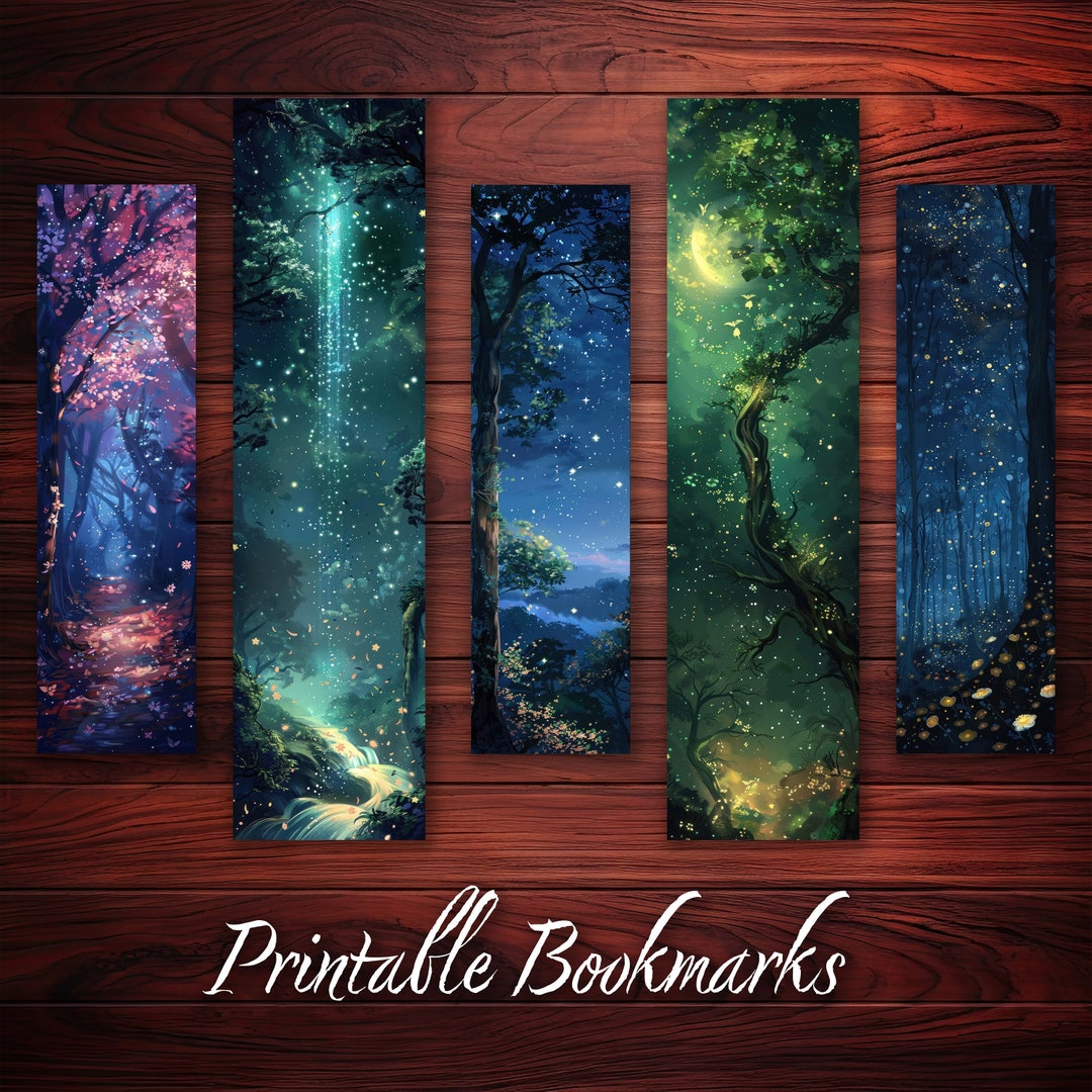 Spring Night Bookmark Printable Set of 10 for Book Lover or Reader DIY ...