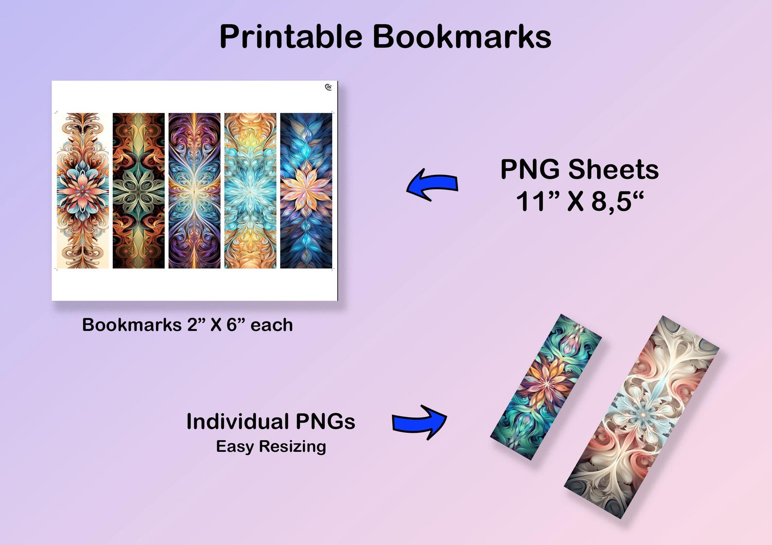 Printable Floral Bookmark Set for Book Lover Beautiful Decorative ...