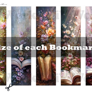Bookmark Printable Set of 10 Open Book With Blooming Flowers Beautiful ...