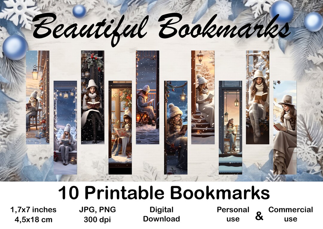 Winter Bookmark Printable Winter Bookmark for Book Lover Printable ...