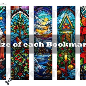 Stained Glass Bookmark Printable Christmas Bookmark for Book Lover ...