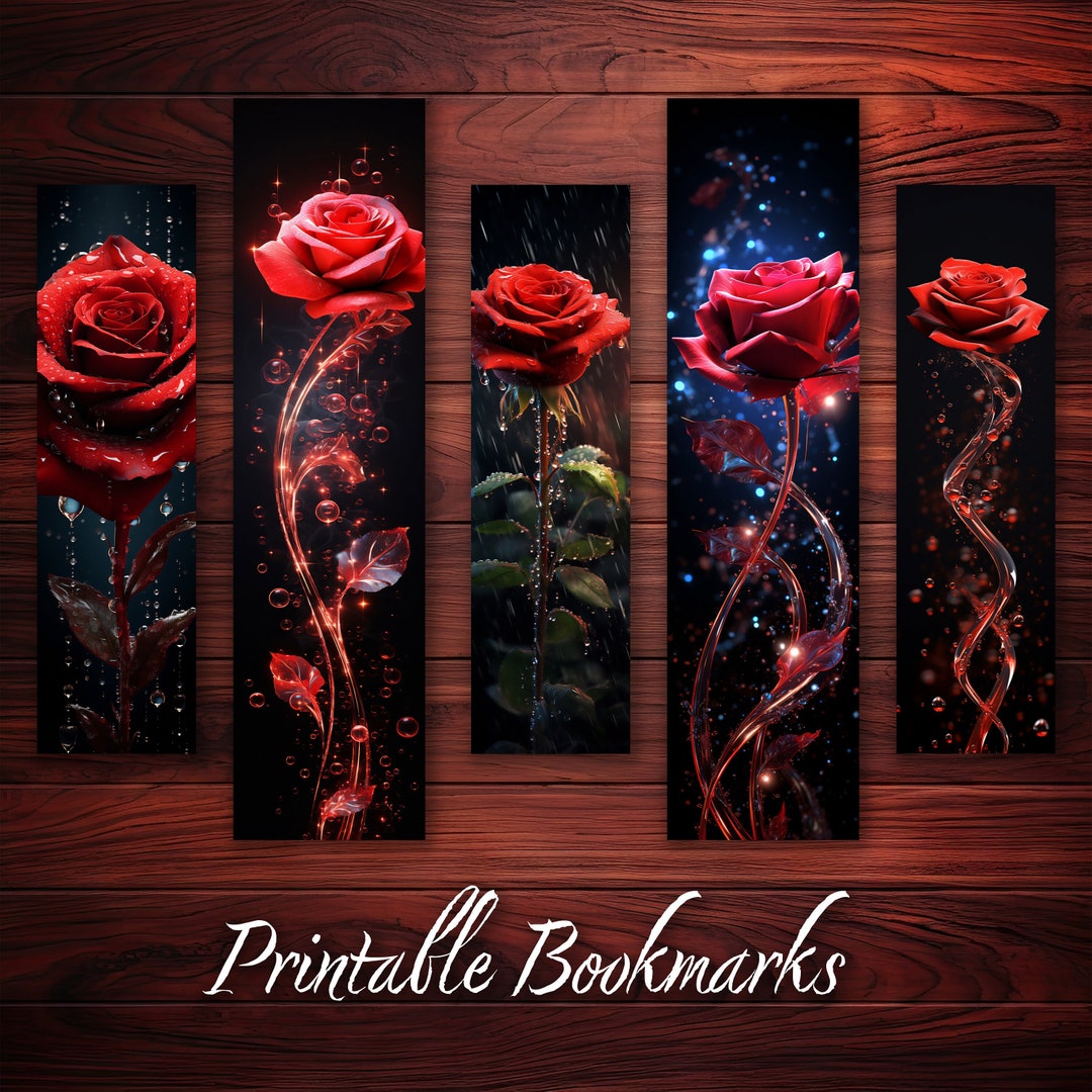 Red Rose Printable Bookmark for Book Lovers or Readers Printable ...