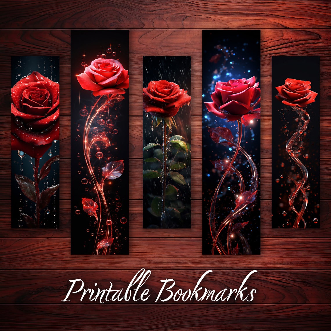 Red Rose Printable Bookmark for Book Lovers or Readers Printable ...