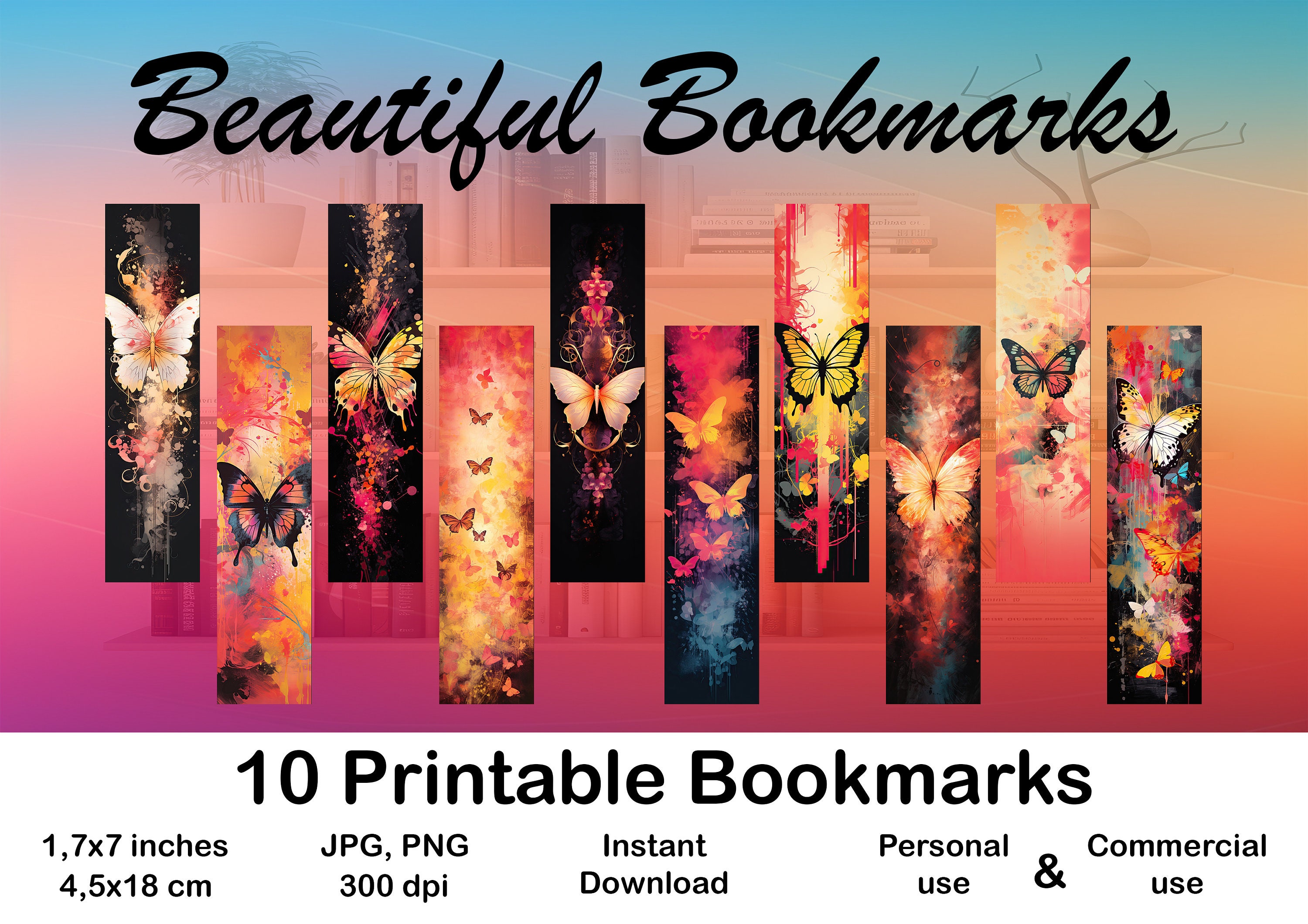 Butterfly Bookmark Printable Butterfly Bookmark for Book Lover Bookmark ...