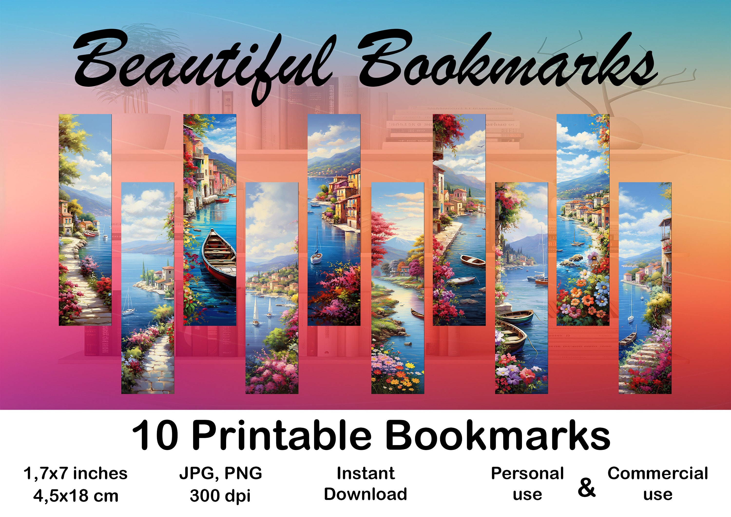 Spring Printable Bookmark for Book Lover Printable Bookmark Set Digital ...