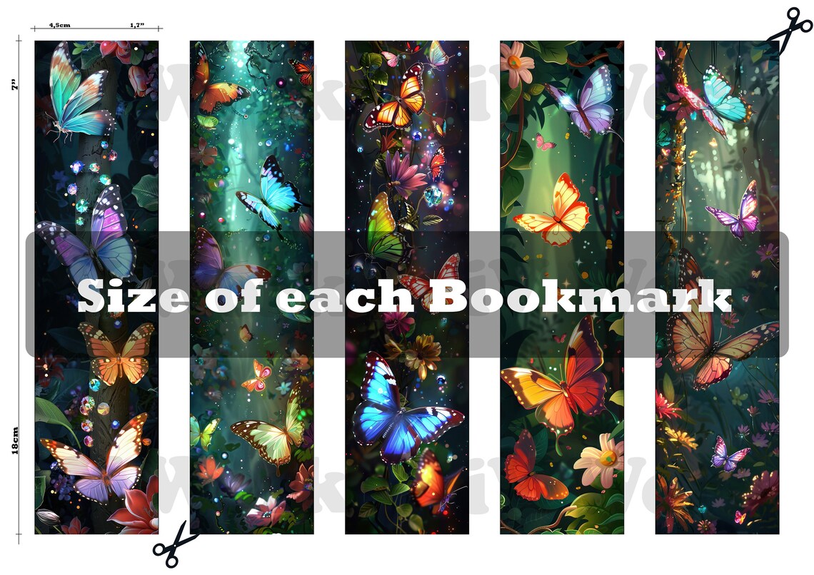 3D Butterfly Bookmark Printable Set of 10 for Book Lover Gift Instant ...