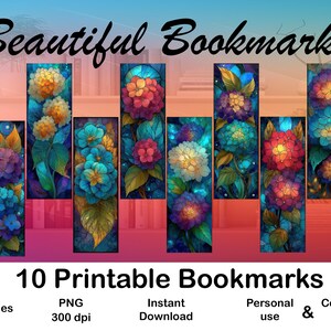 Beautiful Hydrangea Bookmark Set Printable Stained Glass Bookmark Gift ...