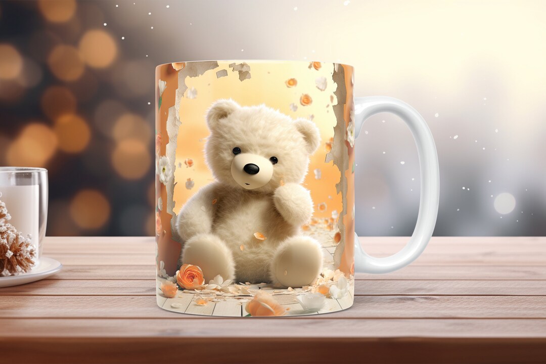 Teddy Mug Wrap 11oz & 15oz Mug Template Cute Teddy Mug Wrap Sublimation ...
