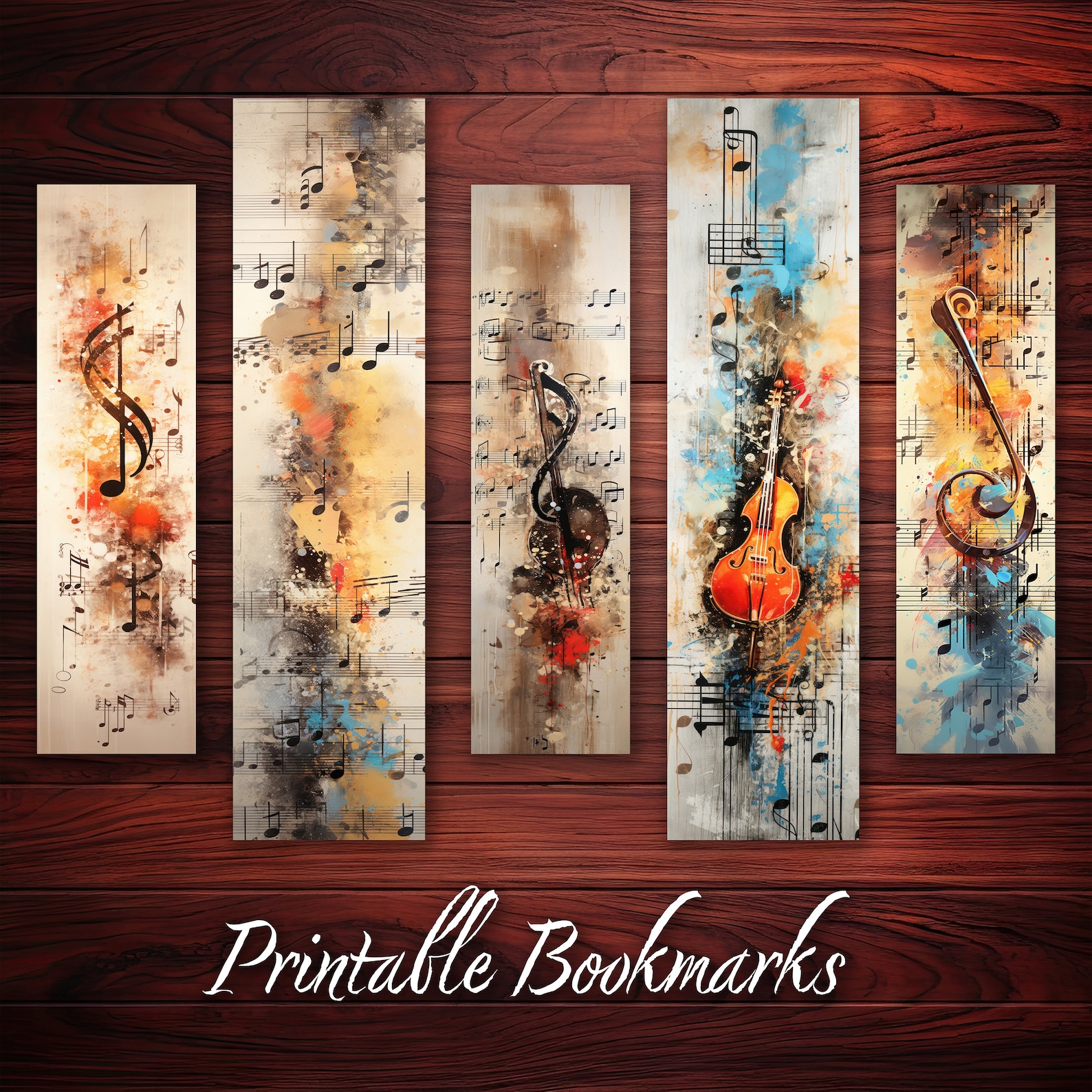 Bookmarks Printable Set of 10 Bookmark With Music Notes in Shabby Chic ...