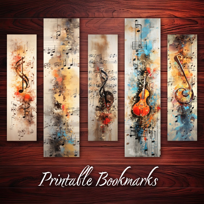 Bookmarks Printable Set of 10 Bookmark With Music Notes in Shabby Chic ...