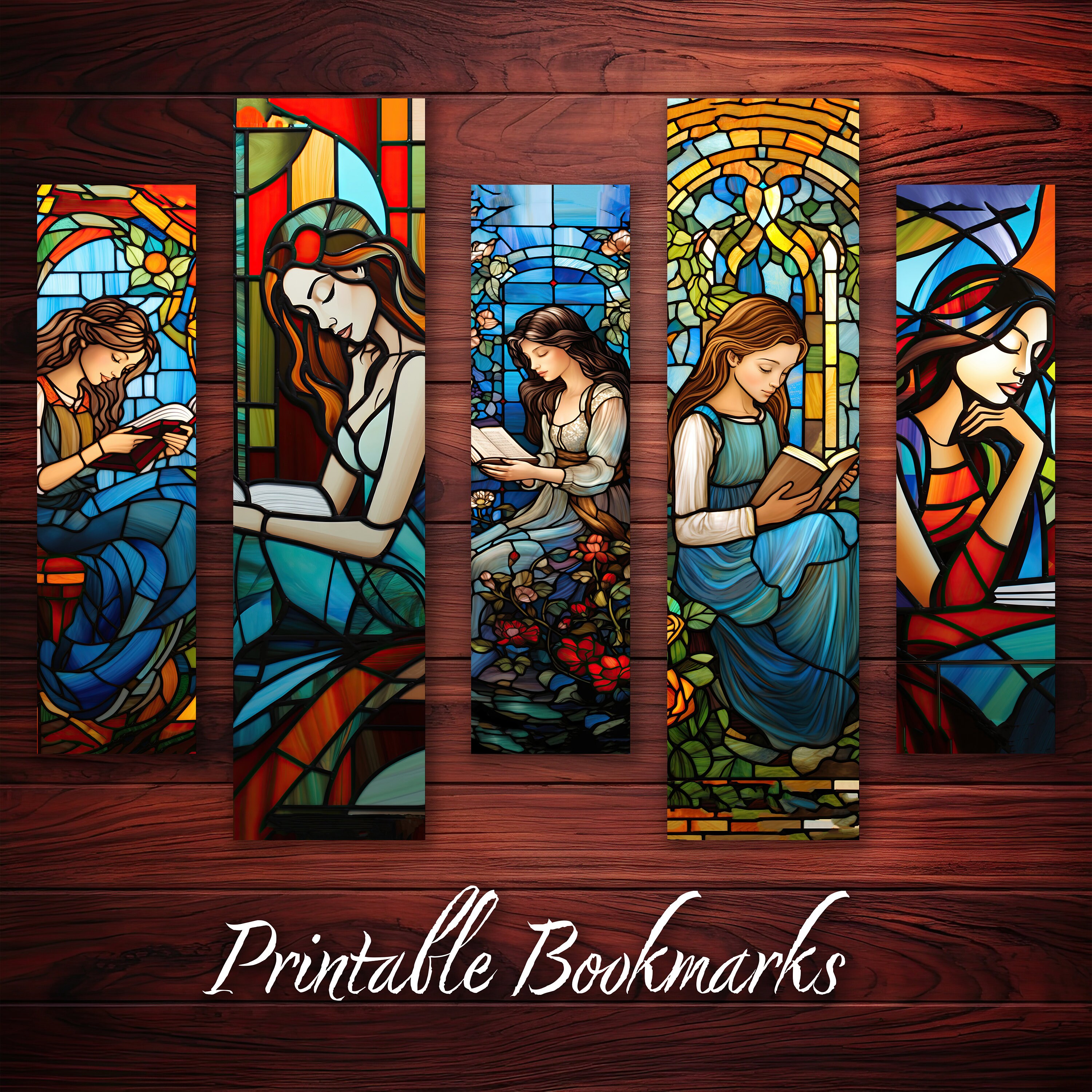 Stained Glass Bookmark Printable Bookmark for Book Lover Decorative ...