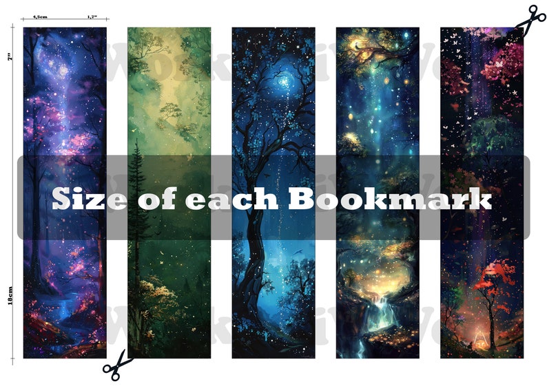 Spring Night Bookmark Printable Set of 10 for Book Lover or Reader DIY ...