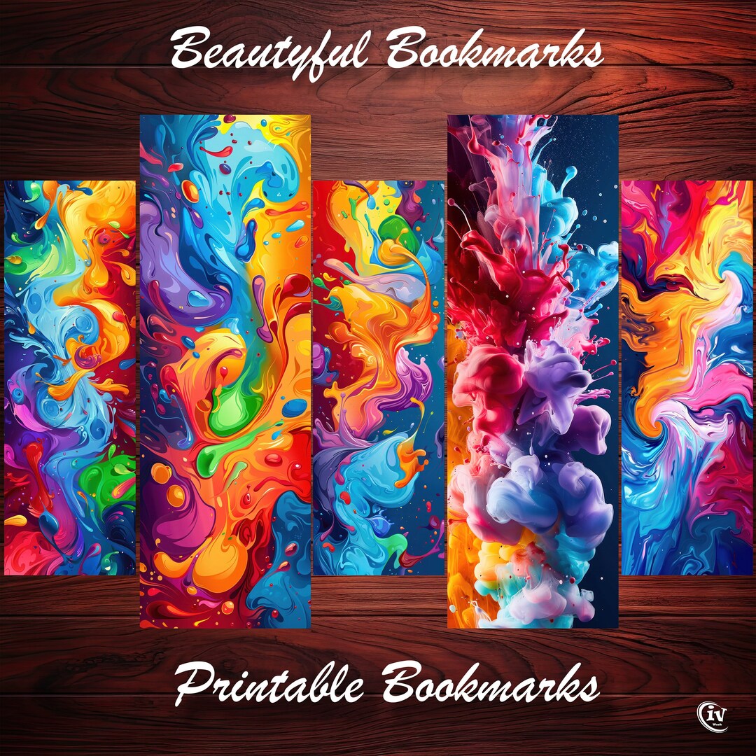 Colorful Paint Splash Bookmark Printable Set of 10 for Book Lover or ...