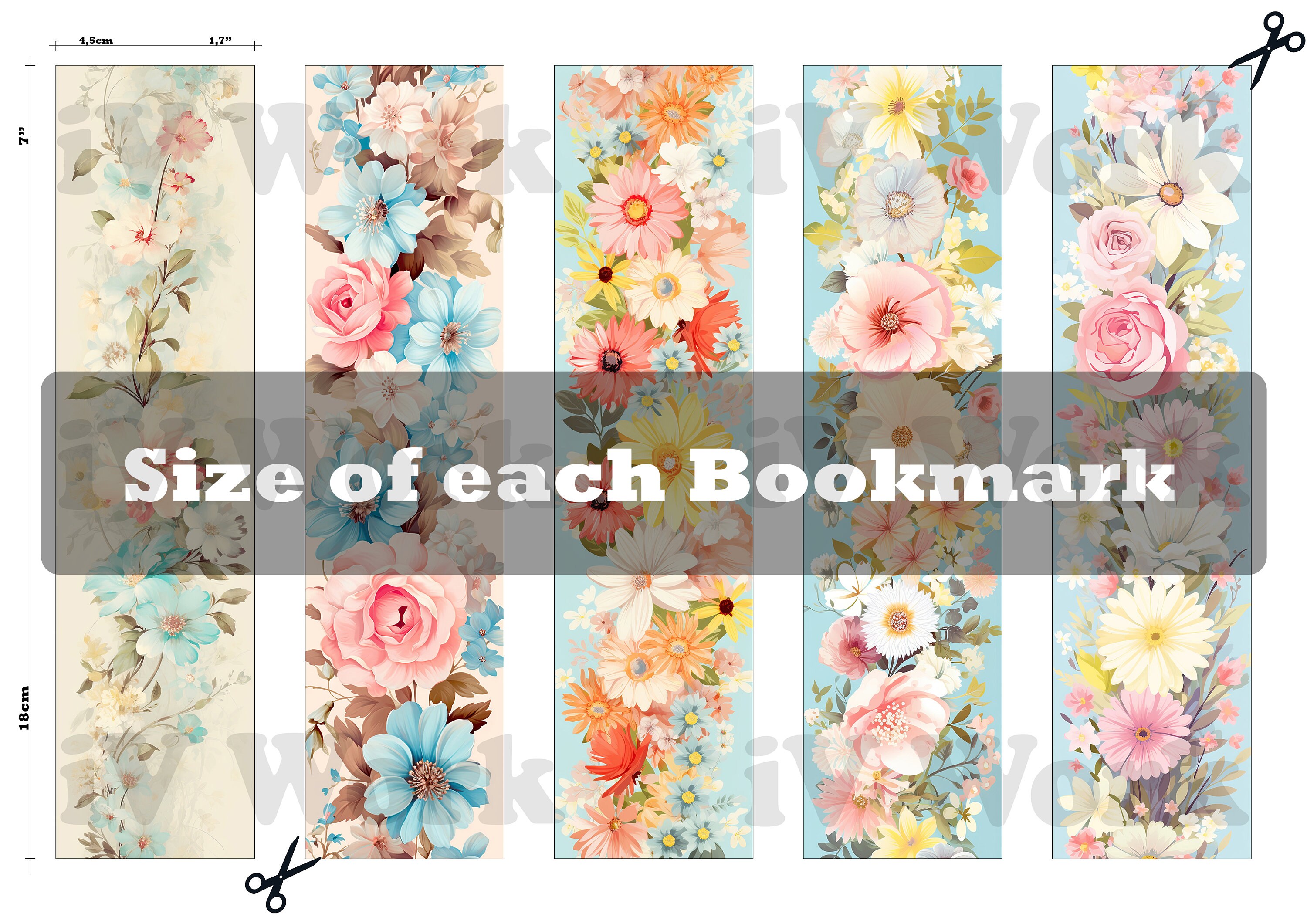 Spring Flower Bookmark Digital Vintage Bookmark for Book Lovers ...
