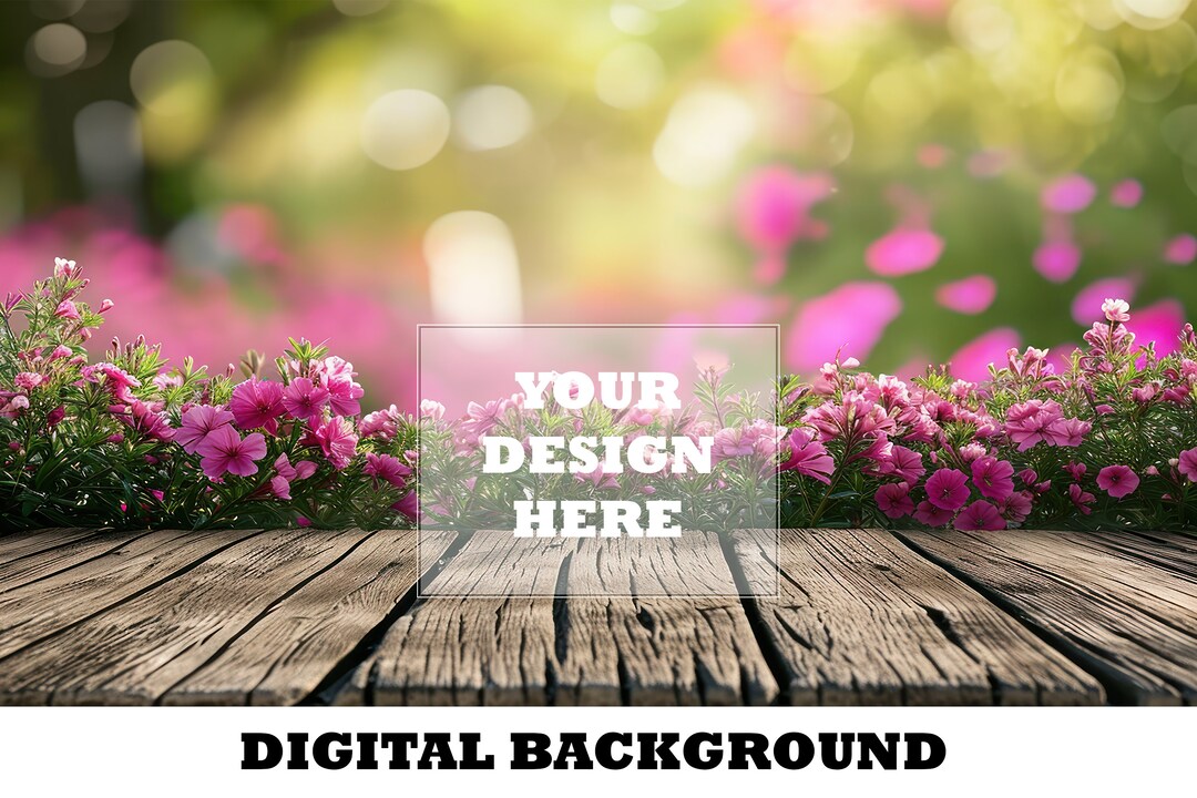 Spring Flower Wooden Table Mockup Product Backdrop Template Bokeh ...