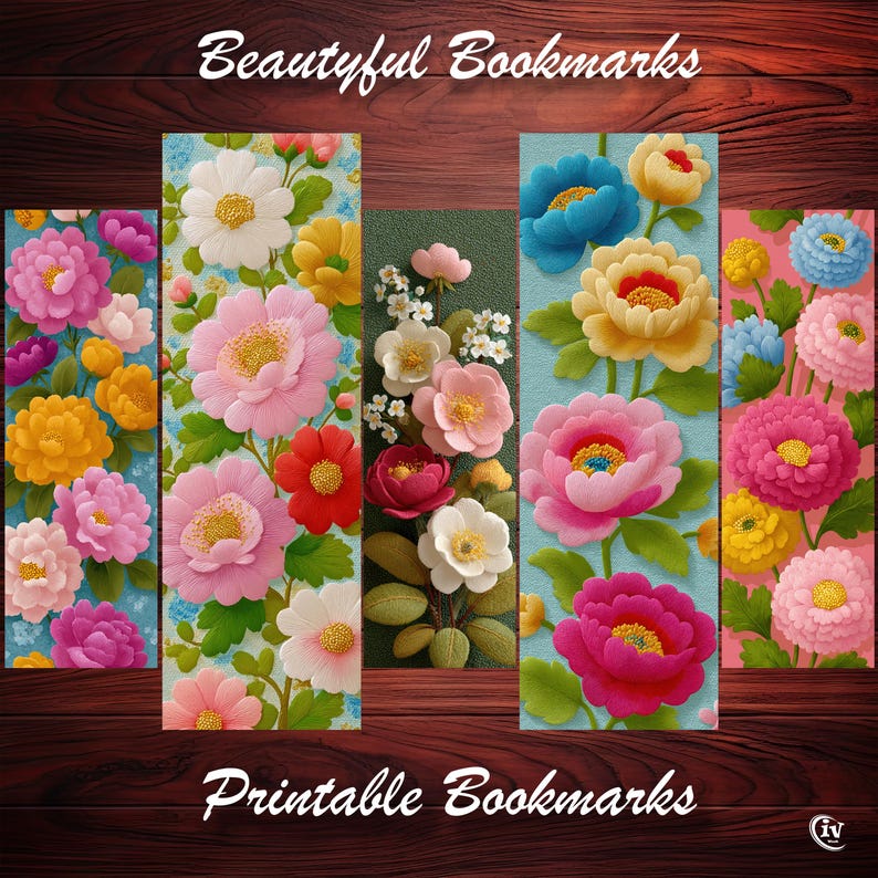 Printable Vintage Floral Bookmark Set Decorative Bookmark Book Lover ...