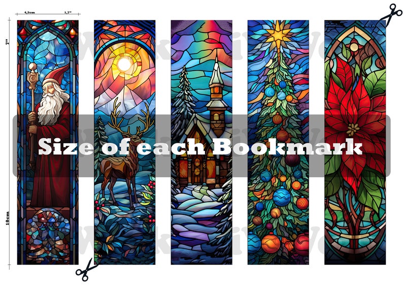 Stained Glass Bookmark Printable Christmas Bookmark for Book Lover ...