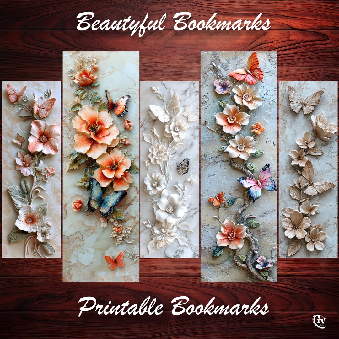 3D Printable Floral Bookmarks Set Decorative Bookmark for Book Lover ...
