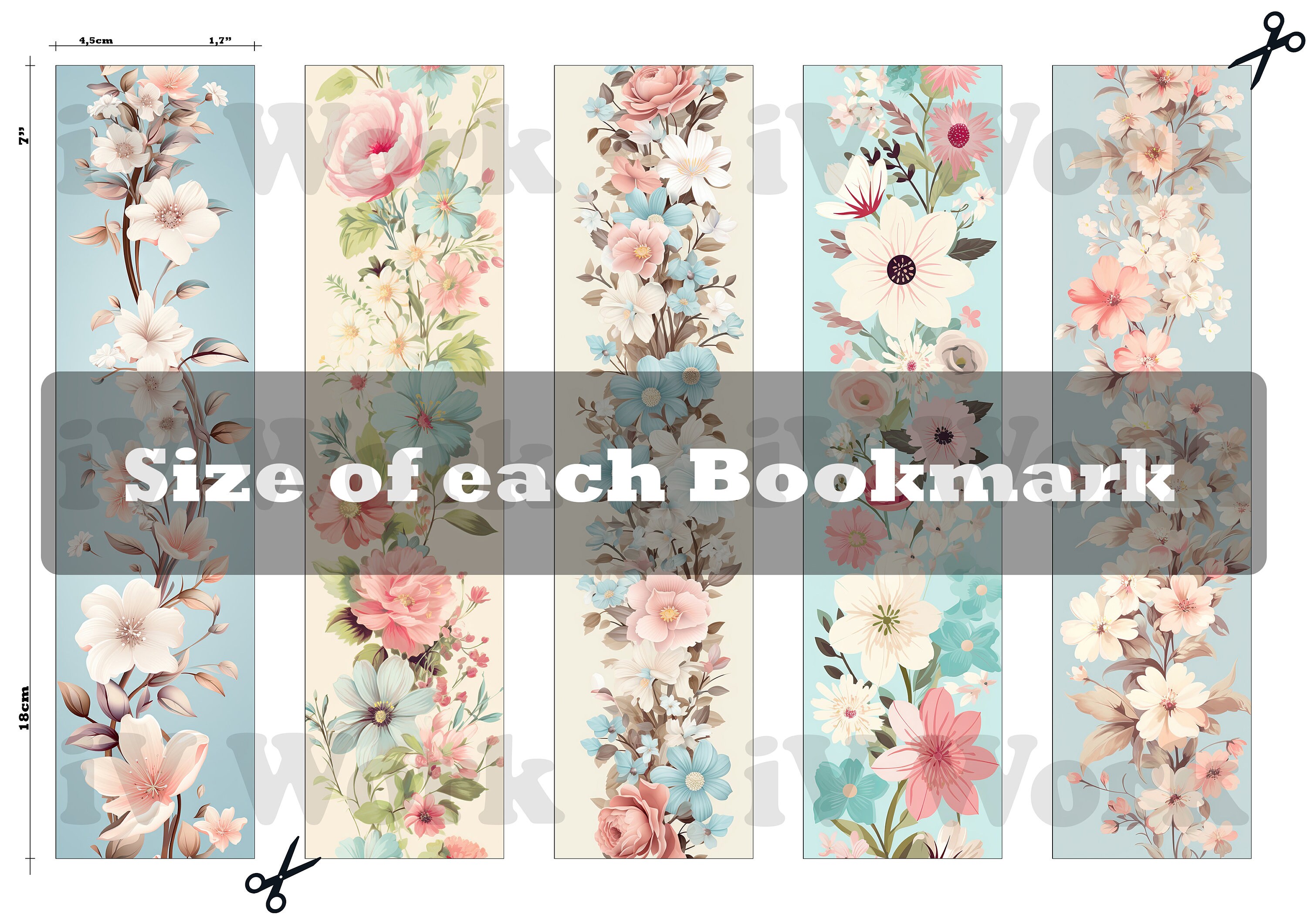 Spring Flower Bookmark Digital Vintage Bookmark for Book Lovers ...