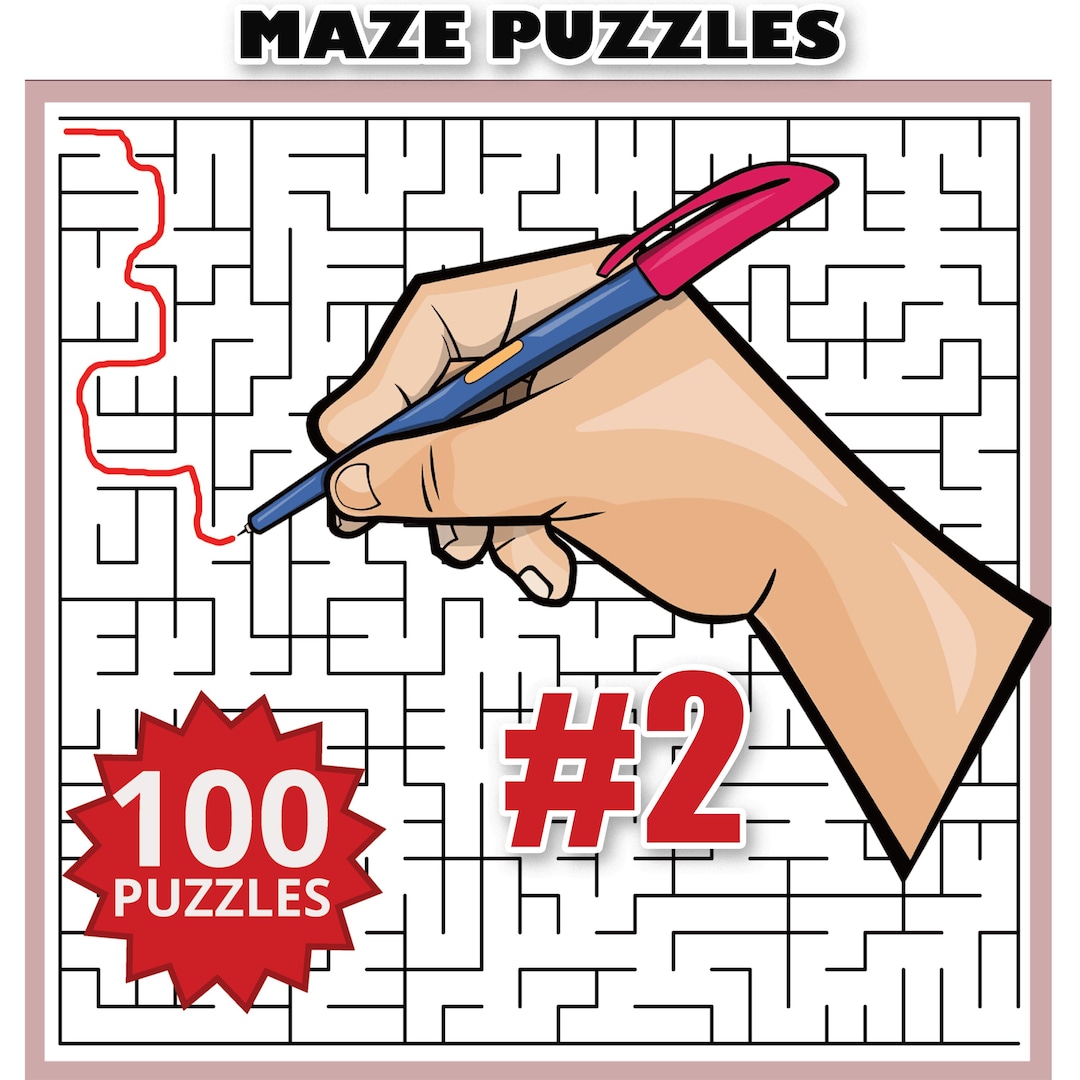 Maze Puzzle Printable Set of 100 Brain Mazes Activity With 5 Maze Types ...
