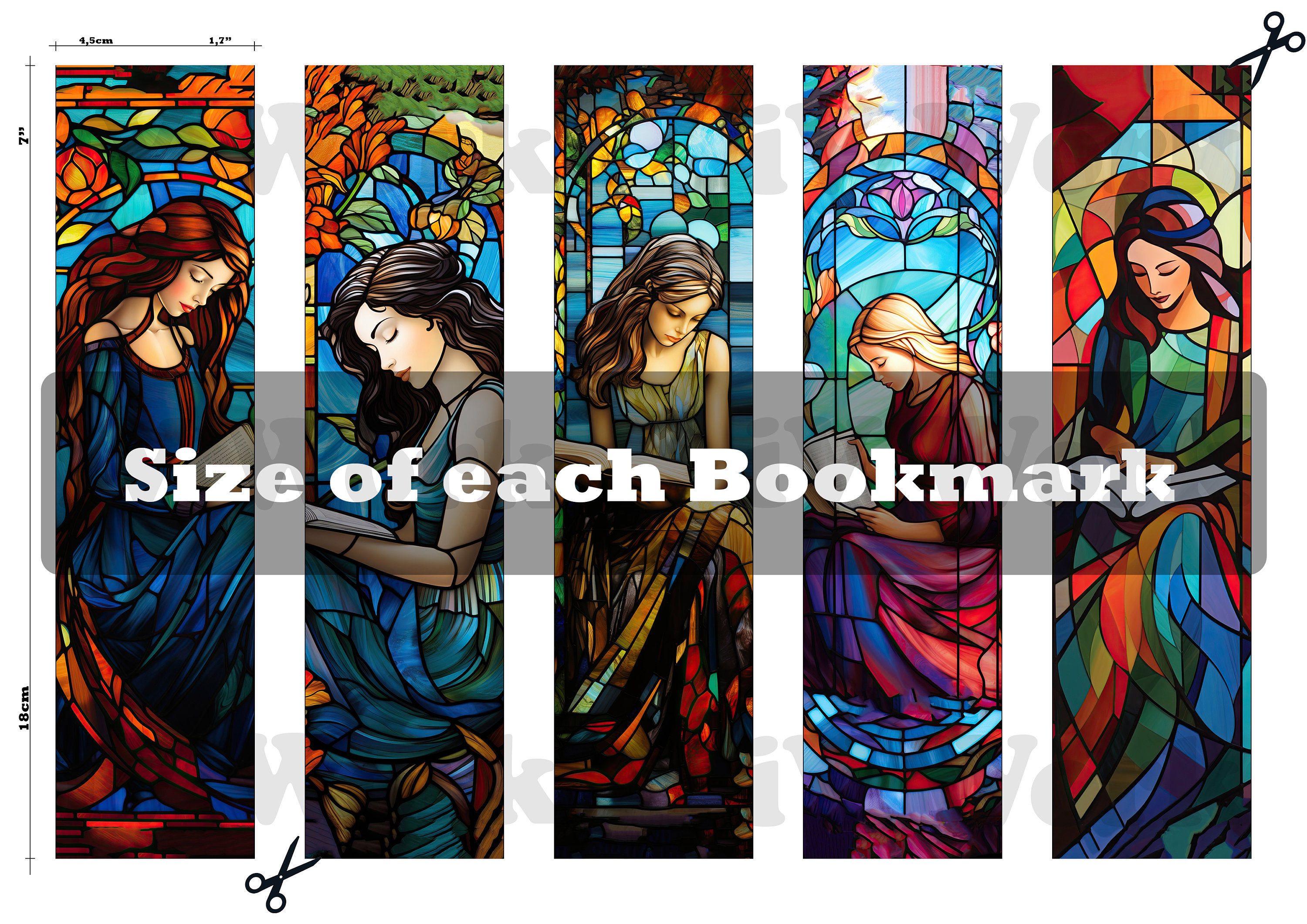 Stained Glass Bookmark Printable Bookmark for Book Lover Decorative ...