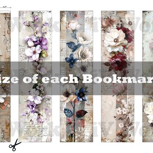 Vintage Flower Bookmark Set of 10 Printable Bookmark for Book Lover or ...