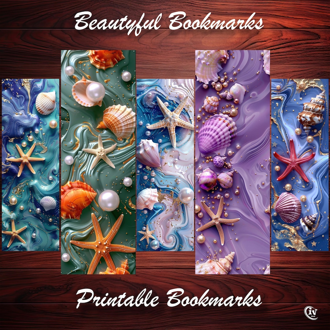 Summer Beach Printable Bookmarks Set of 10 for Book Lovers Decorative ...
