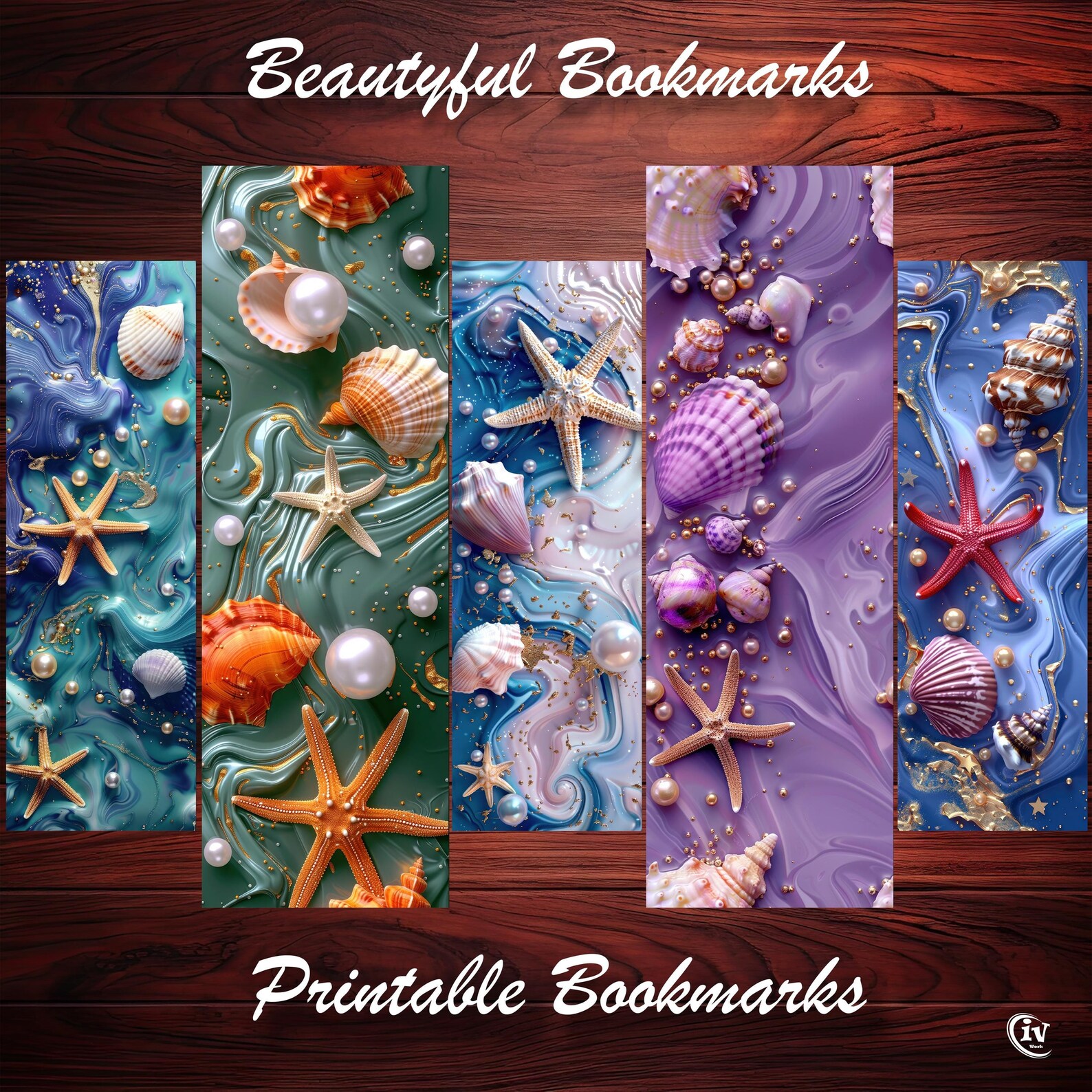 Summer Beach Printable Bookmarks Set of 10 for Book Lovers Decorative ...