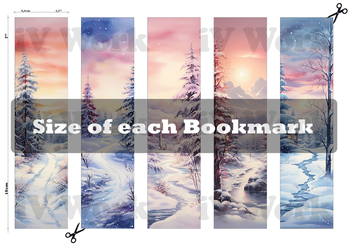 Winter Printable Bookmark for Book Lover Printable Bookmark Set Digital ...
