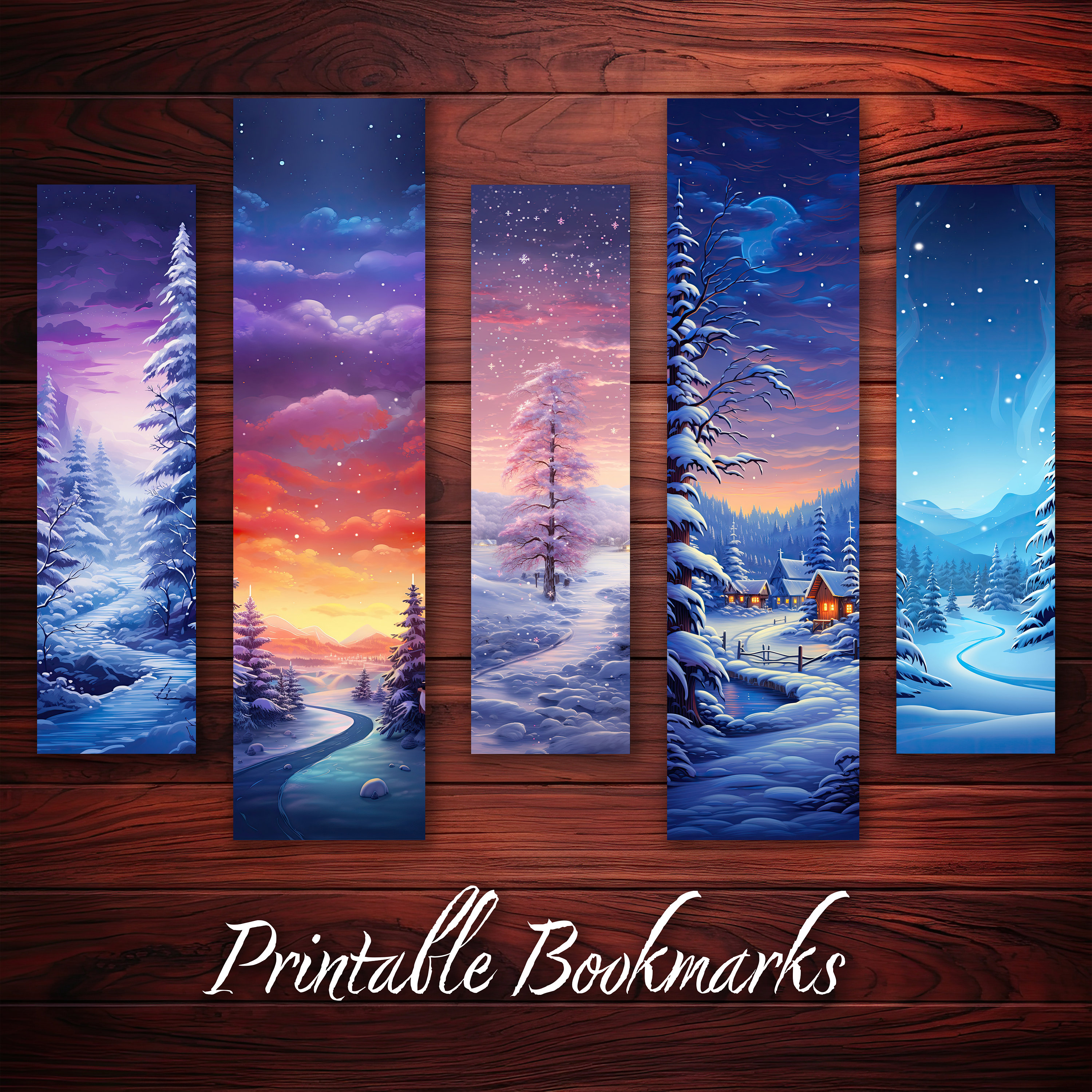 Winter Bookmark Printable Winter Bookmark for Book Lover Printable ...