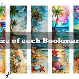 Summer Beach Printable Bookmark Set of 10 Palm and Sea Shells Bookmark ...