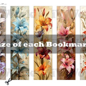 Beautiful Lilies Printable Bookmarks Set of 10 Book Lover Gift DIY Book ...