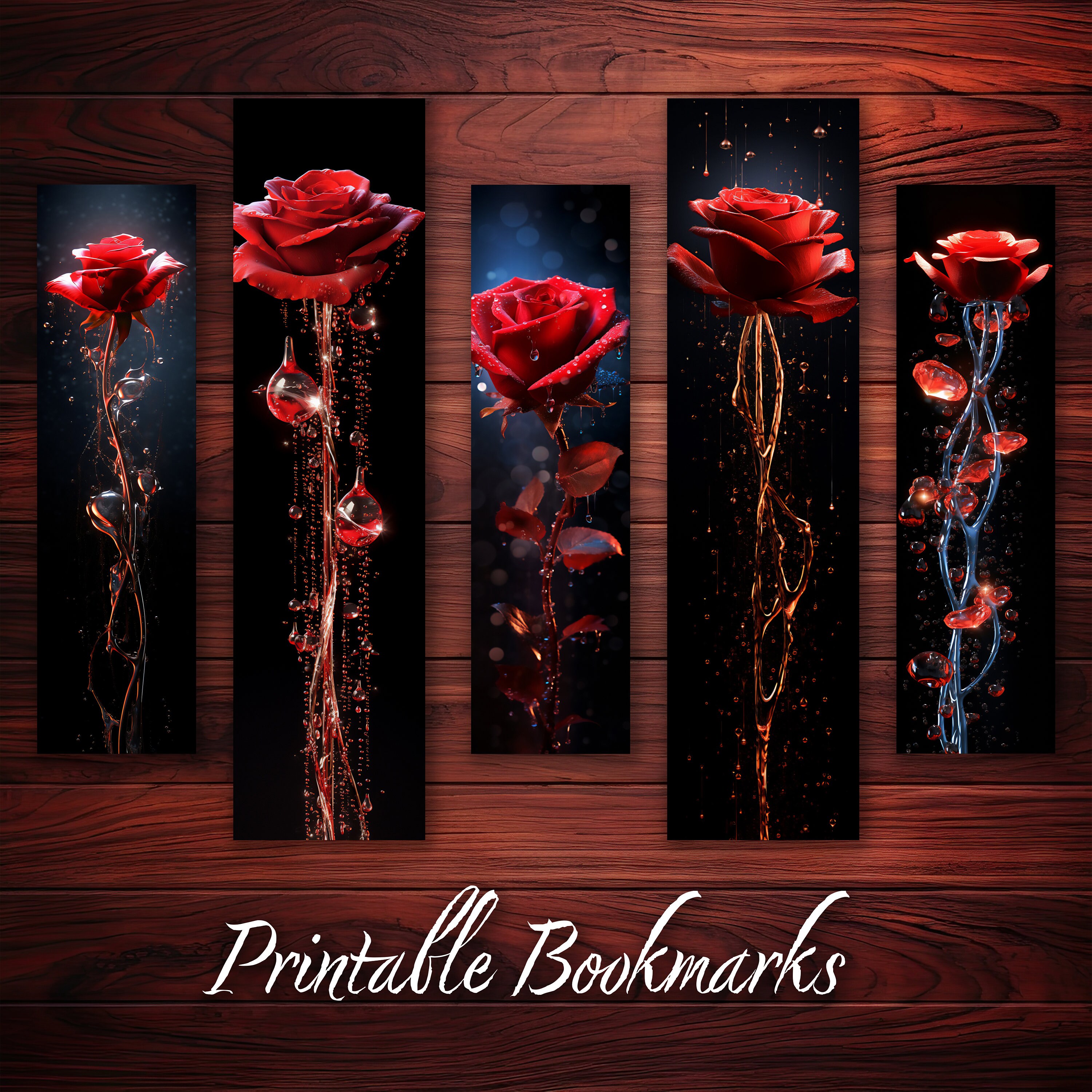 Red Rose Printable Bookmark for Book Lovers or Readers Printable ...