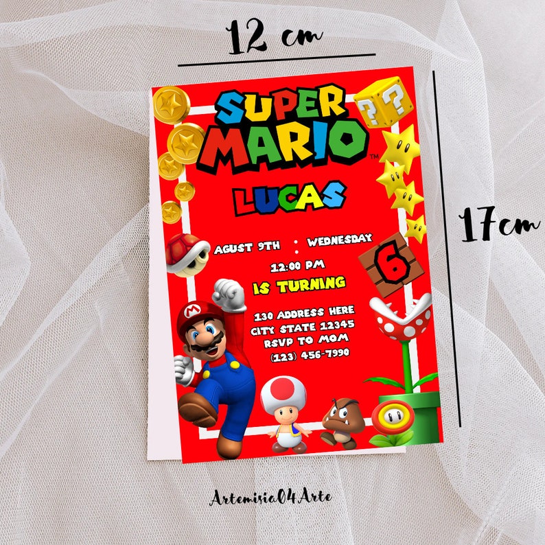 Invitación de Mario Bros, Invitación de cumpleaños de Super Mario ...
