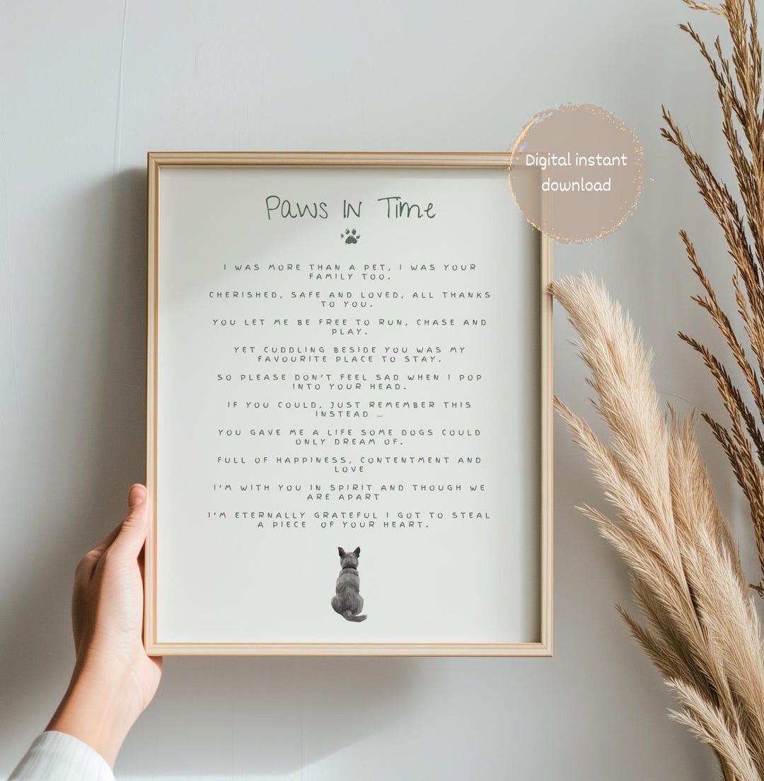 Comforting Pet Loss Poem & Memorial Print - A Thoughtful Bereavement ...