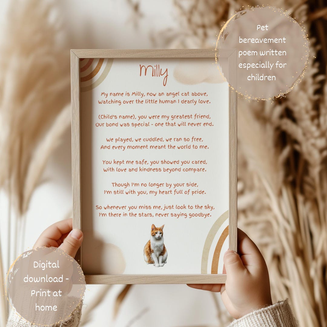 Personalized Cat Loss Poem for Child: Pet Memorial Tribute (digital ...